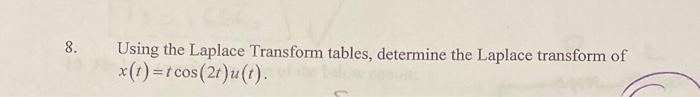 Solved 8. Using the Laplace Transform tables, determine the | Chegg.com