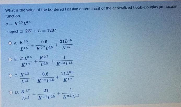 Solved What is the value of the bordered Hessian determinant | Chegg.com
