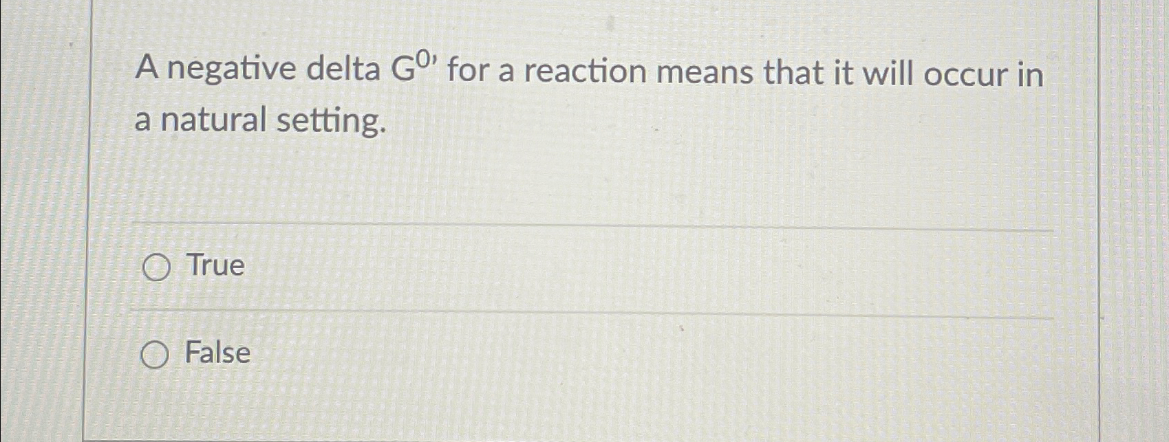 Solved A negative delta G0 ' ﻿for a reaction means that it | Chegg.com