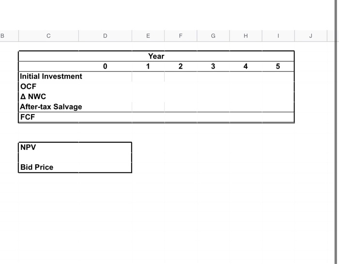 Solved Please show the inputs, OCF and FCF in EXCEL with | Chegg.com