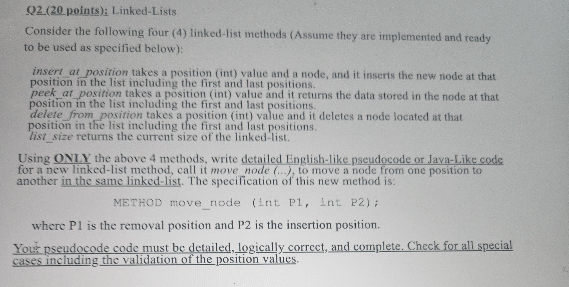 Solved Q2 (20 ﻿points): Linked-ListsConsider the following | Chegg.com