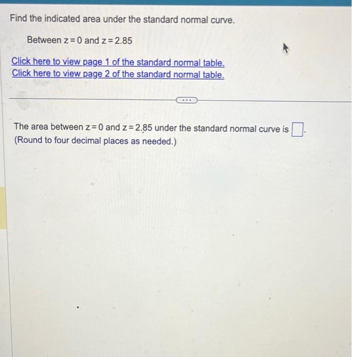 Solved Find the indicated area under the standard normal | Chegg.com