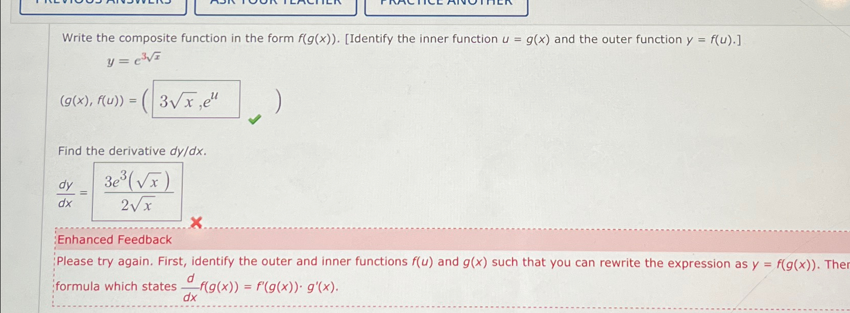 Solved Write the composite function in the form | Chegg.com