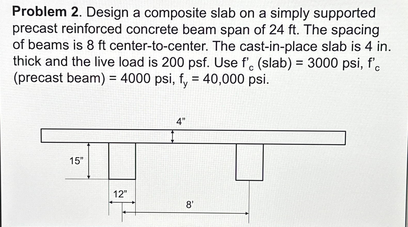 Problem 2. ﻿Design a composite slab on a simply | Chegg.com