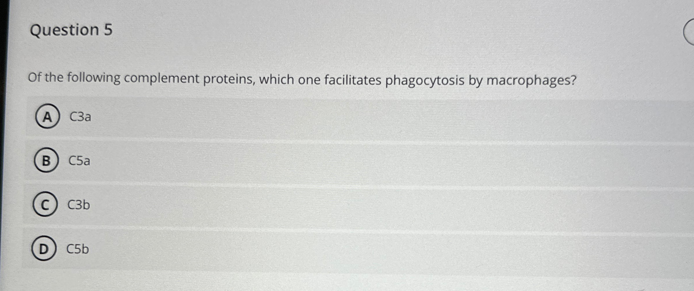 Solved Question 5Of the following complement proteins, which | Chegg.com