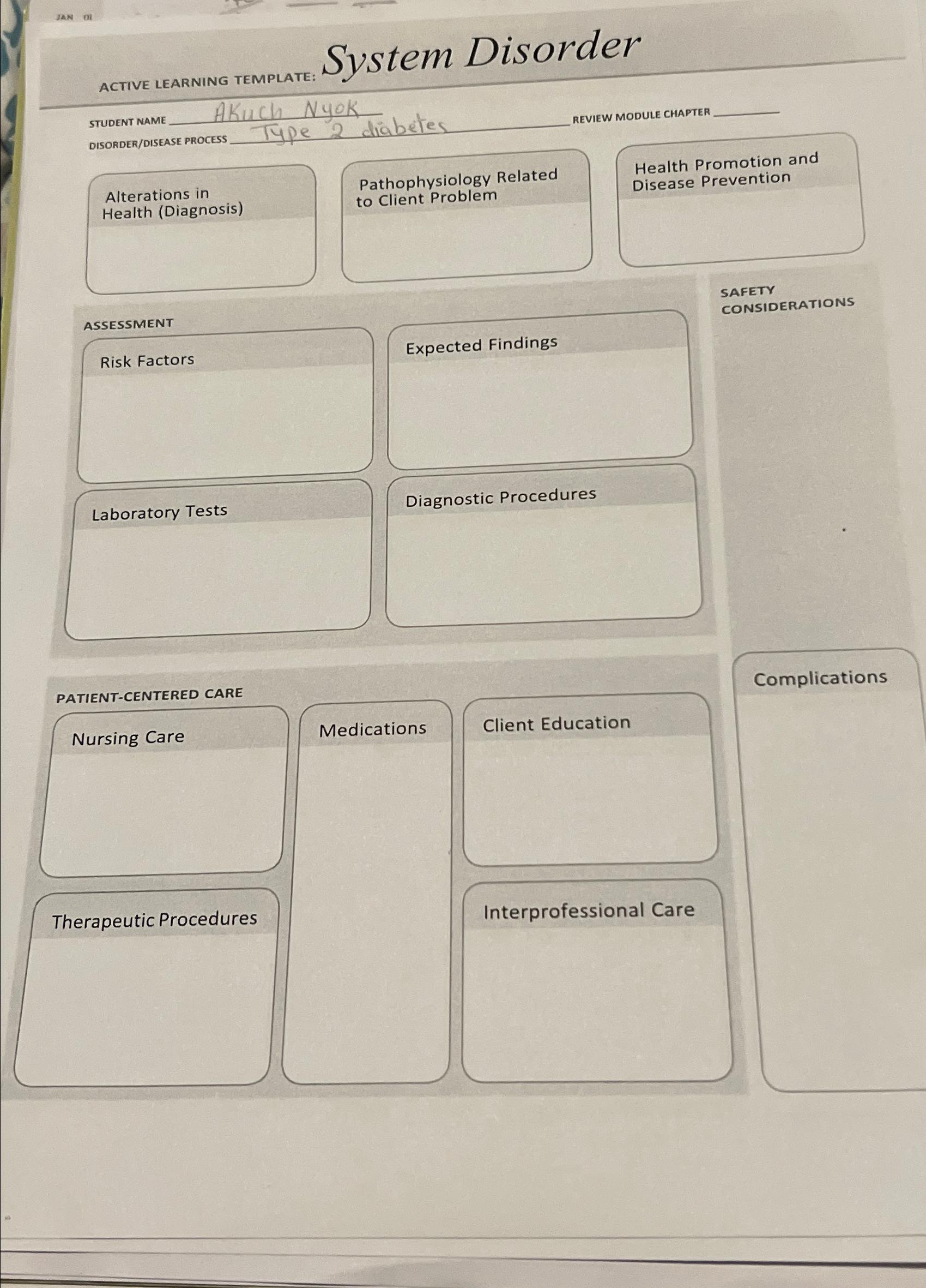 Solved active learning template: System DisorderSTUDENT | Chegg.com