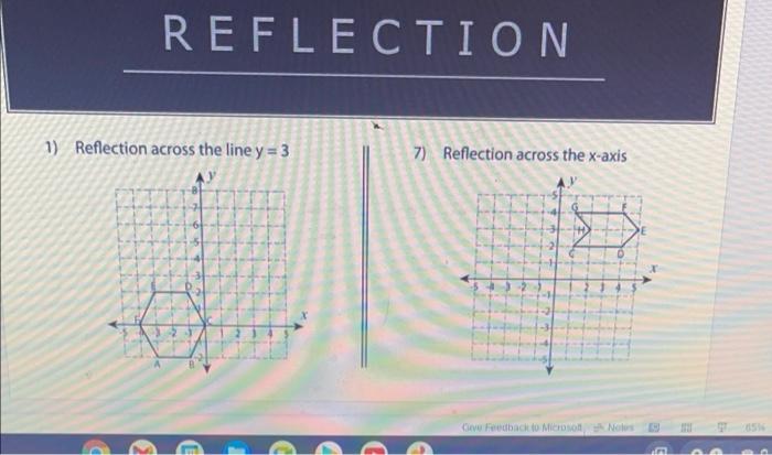 Solved REFLECTION 1) Reflection across the line y = 3 7) | Chegg.com