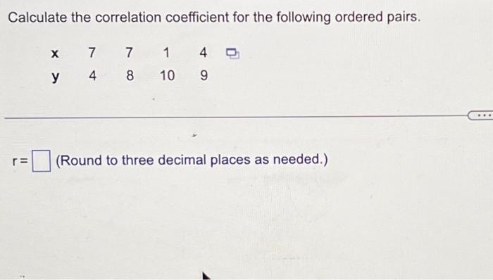 Solved Calculate the correlation coefficient for the | Chegg.com
