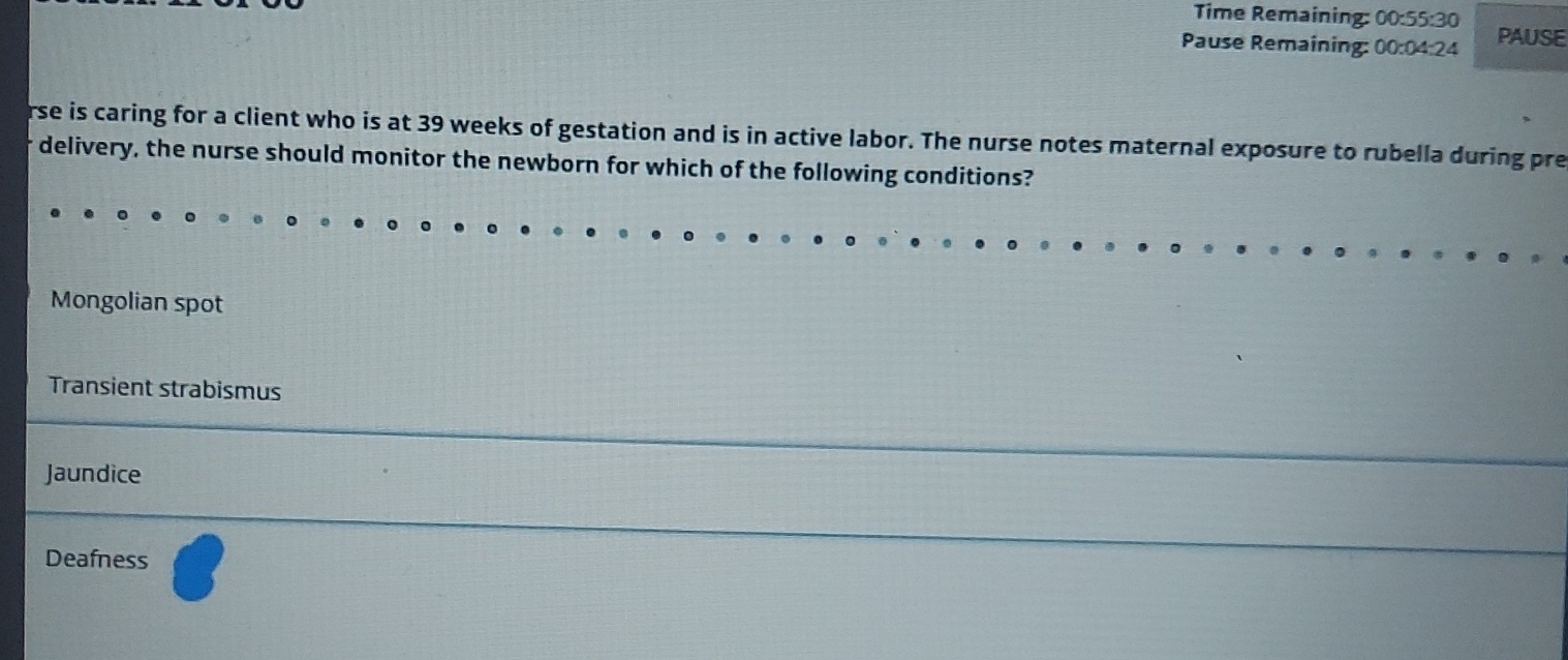 Solved Time Remaining: 00:55:30Pause Remaining: | Chegg.com