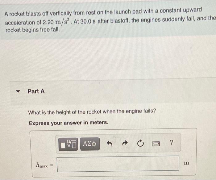 Solved A rocket blasts off vertically from rest on the | Chegg.com