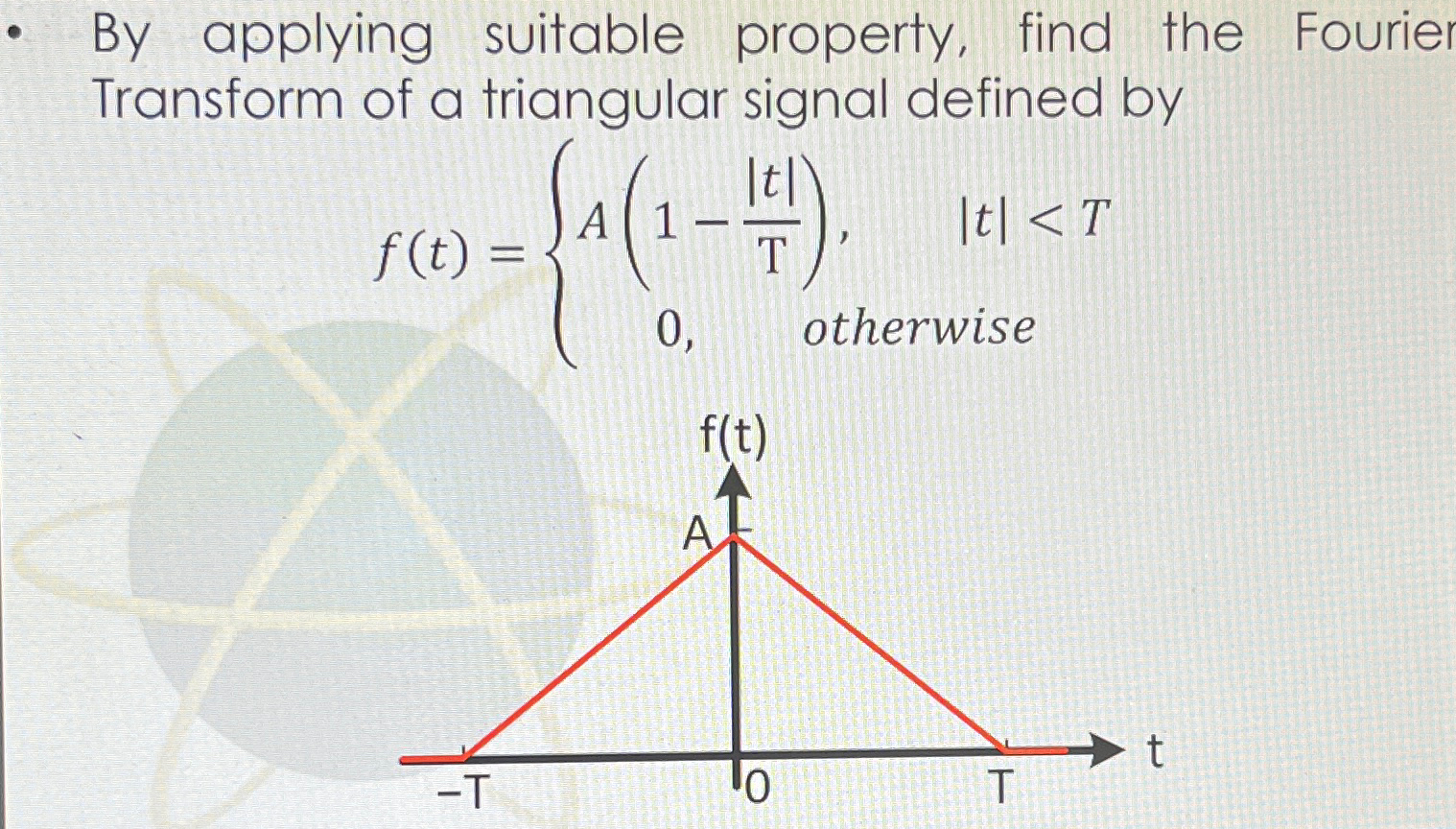 By applying suitable property, find the Fourier | Chegg.com