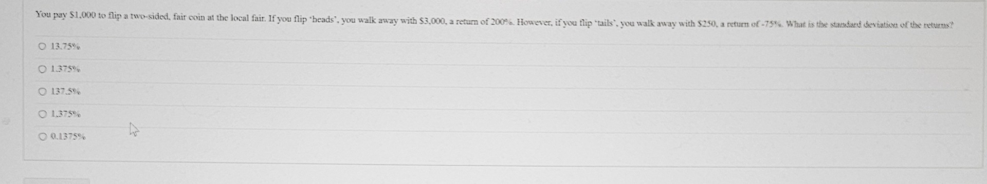 13.75%1.375%137.5%1,375%0.1375% | Chegg.com
