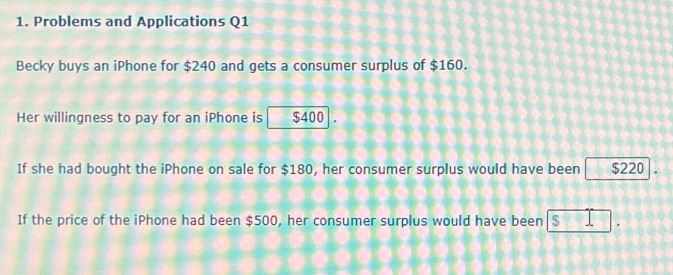 Solved Problems and Applications Q1Becky buys an iPhone for | Chegg.com