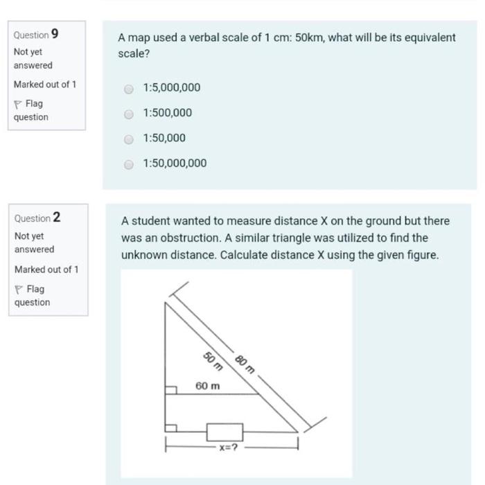 Solved A map used a verbal scale of 1 cm: 50km, what will be | Chegg.com