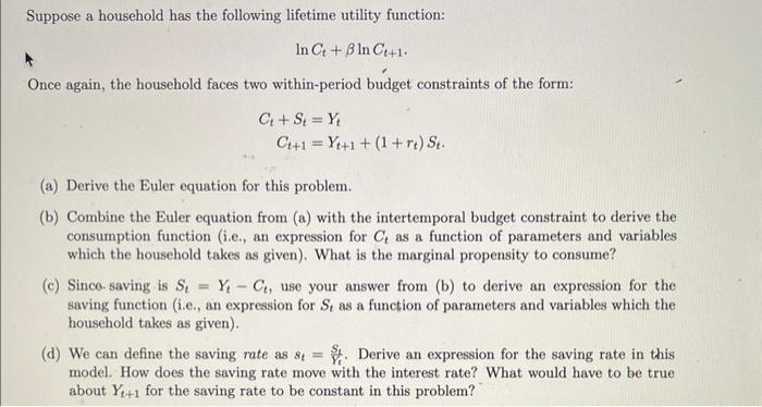 Solved Suppose a household has the following lifetime | Chegg.com