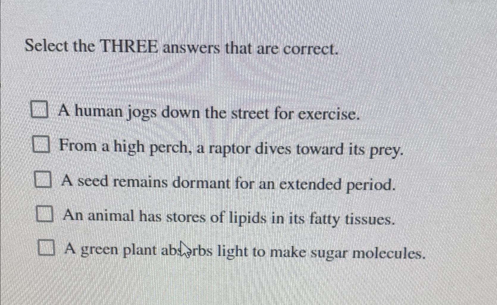 Solved Select the THREE answers that are correct.A human | Chegg.com