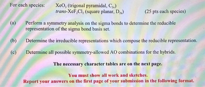 Solved 1. XeO, a. b. C. a. b. red rep: 2. trans-XeF₂Cl₂ C. # | Chegg.com