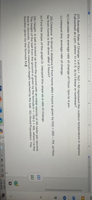 Solved 27) Average Rate of Change: Let f(x) = 5x2 + 50 | Chegg.com