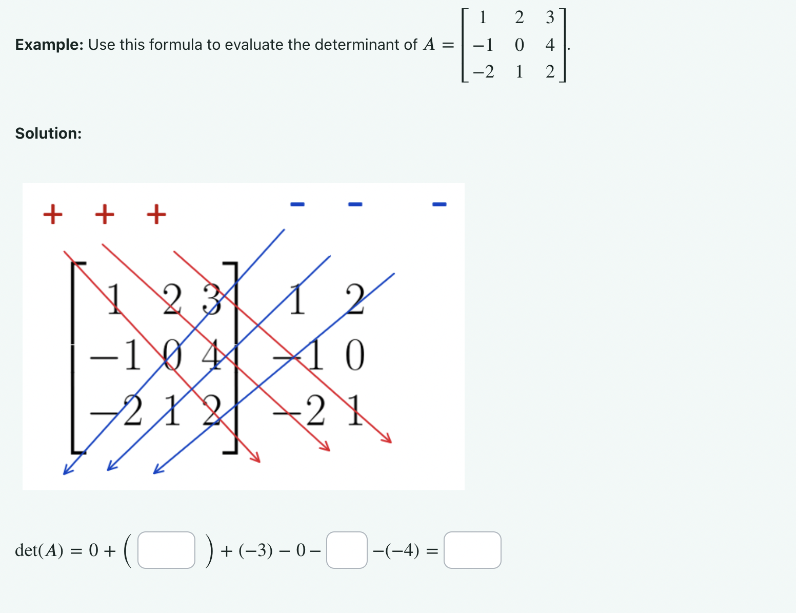 Solved Example: Use this formula to evaluate the determinant | Chegg.com