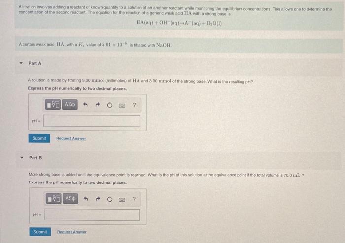 Solved Atitration involves adding a reactant of known | Chegg.com