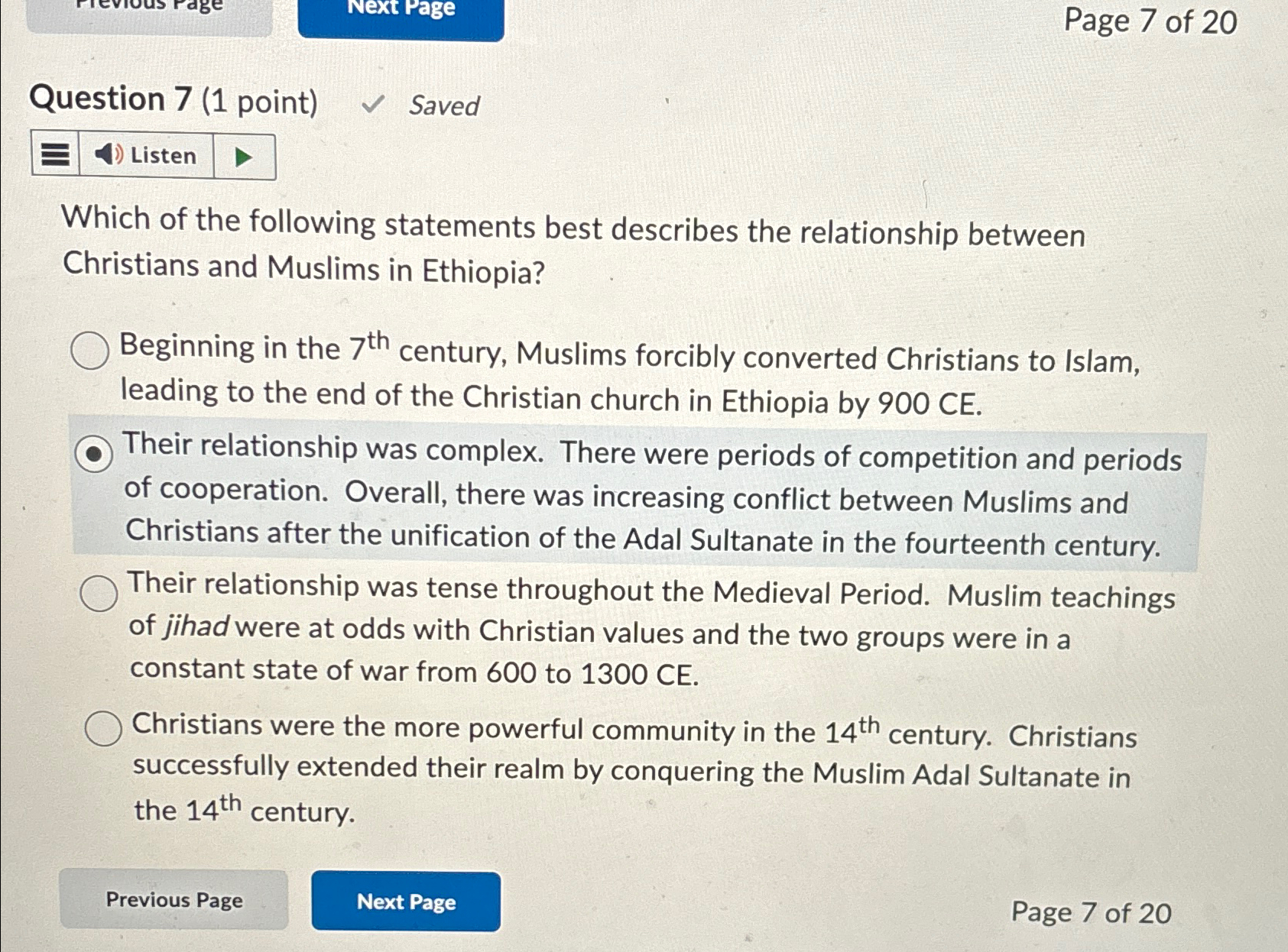 Solved Page 7 ﻿of 20Question 7 (1 ﻿point) ﻿SavedWhich of | Chegg.com