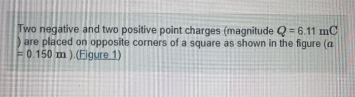 Solved Two negative and two positive point charges | Chegg.com