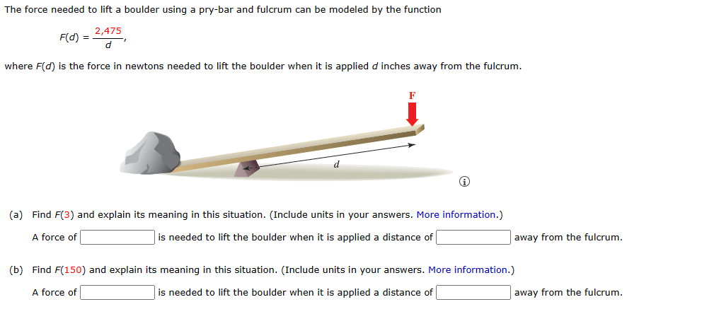 Solved The force needed to lift a boulder using a pry-bar | Chegg.com
