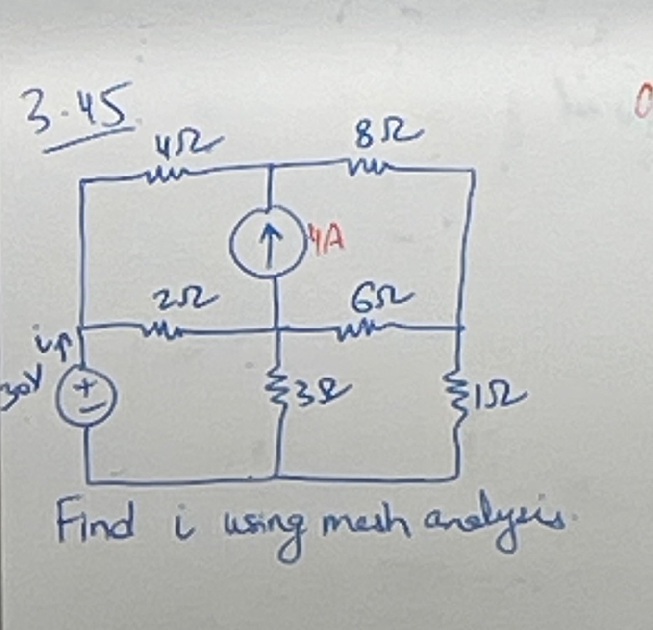 Solved Find i using mesh andysis. 3.45 | Chegg.com