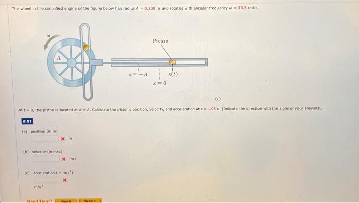 Solved The wheel in the simplified engine of the figure | Chegg.com