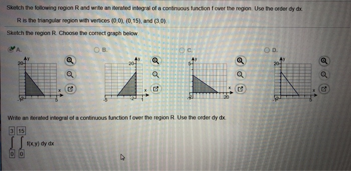 Solved Sketch the following region R and write an iterated | Chegg.com