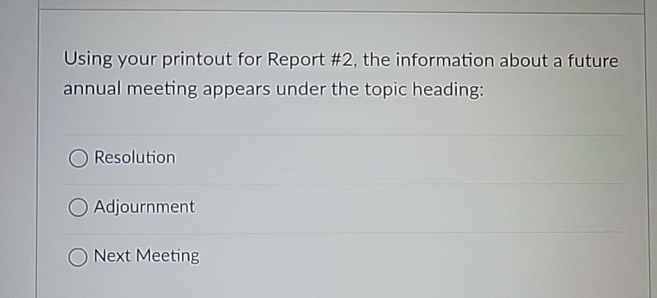 Solved Using your printout for Report #2, ﻿the information | Chegg.com