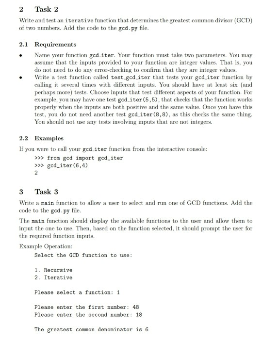 Solved Activity 04 GCD Two Ways 1 Task 1 Write and test a | Chegg.com