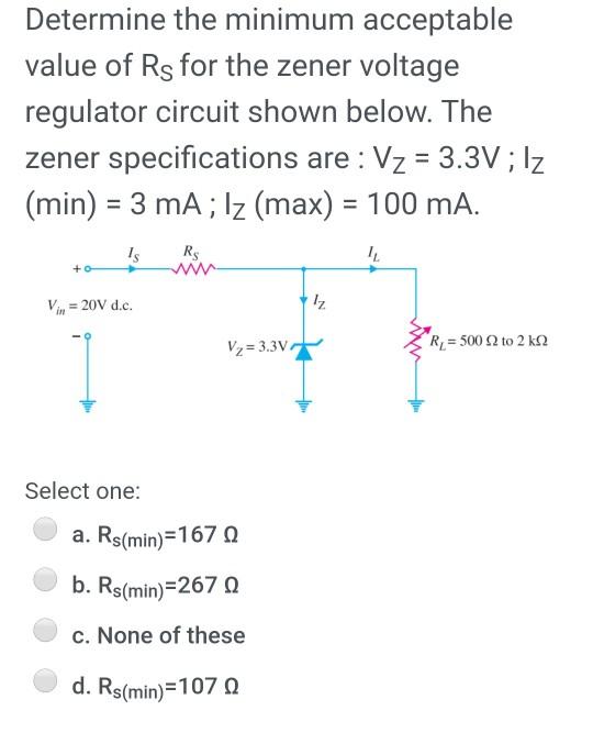 Solved Determine the minimum acceptable value of Rs for the | Chegg.com