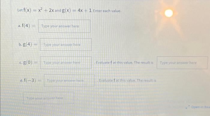 Solved Let f(x) = x² + 2x and g(x) = 4x + 1. Enter each | Chegg.com
