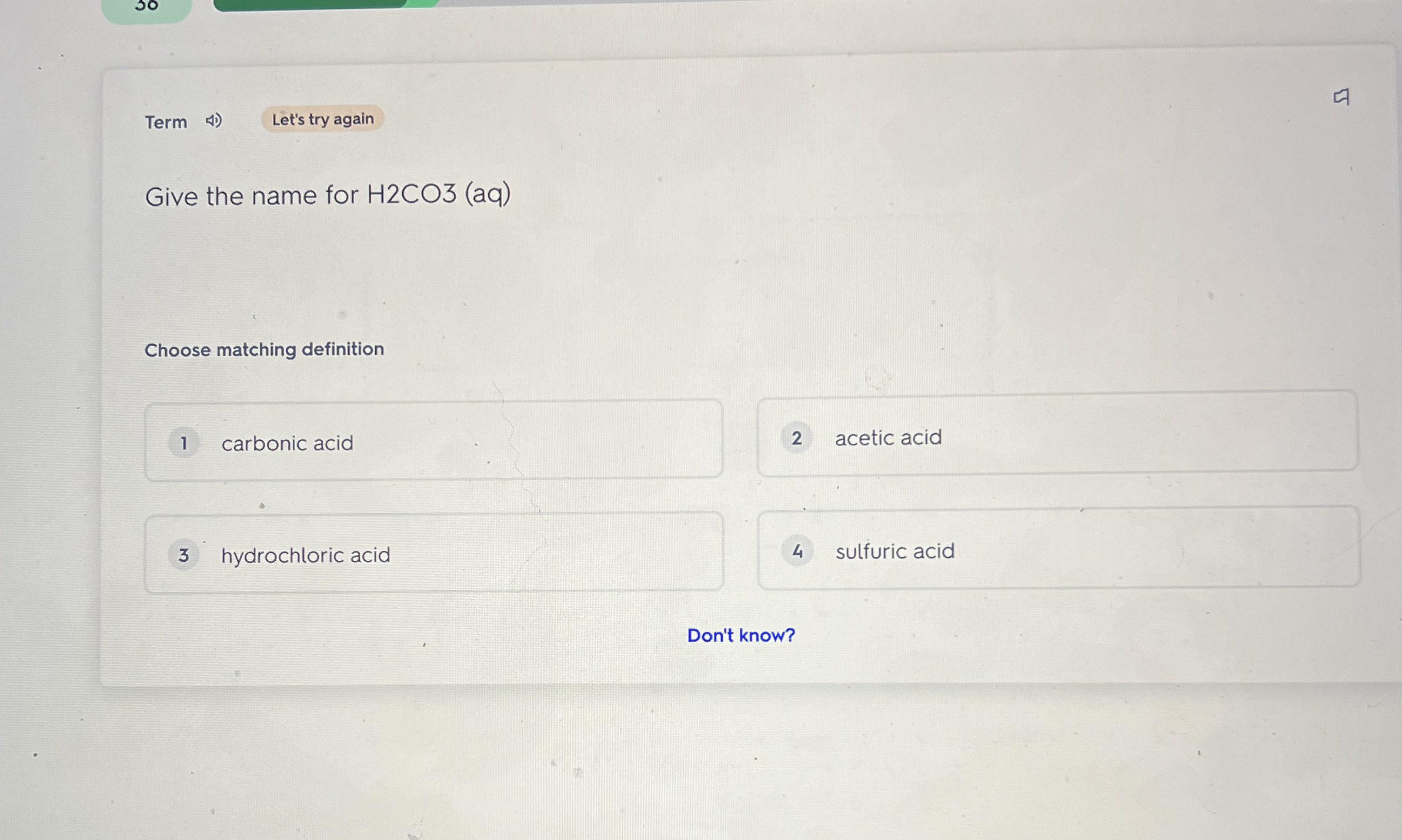 Solved Term-)Give the name for H2CO3 (aq)Choose matching | Chegg.com