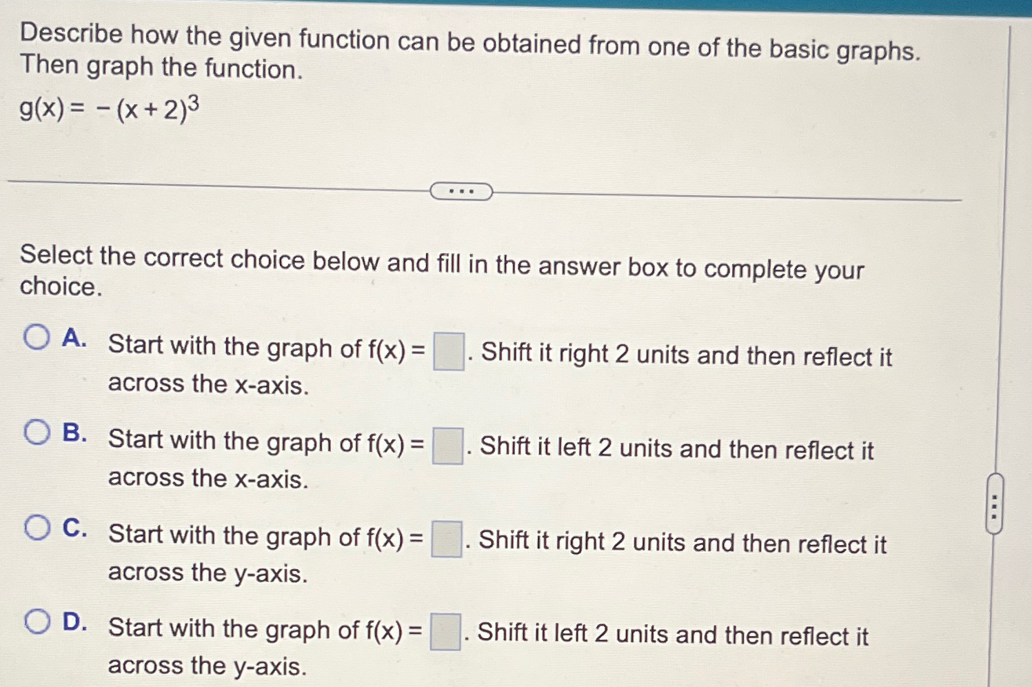 Solved Describe how the given function can be obtained from | Chegg.com