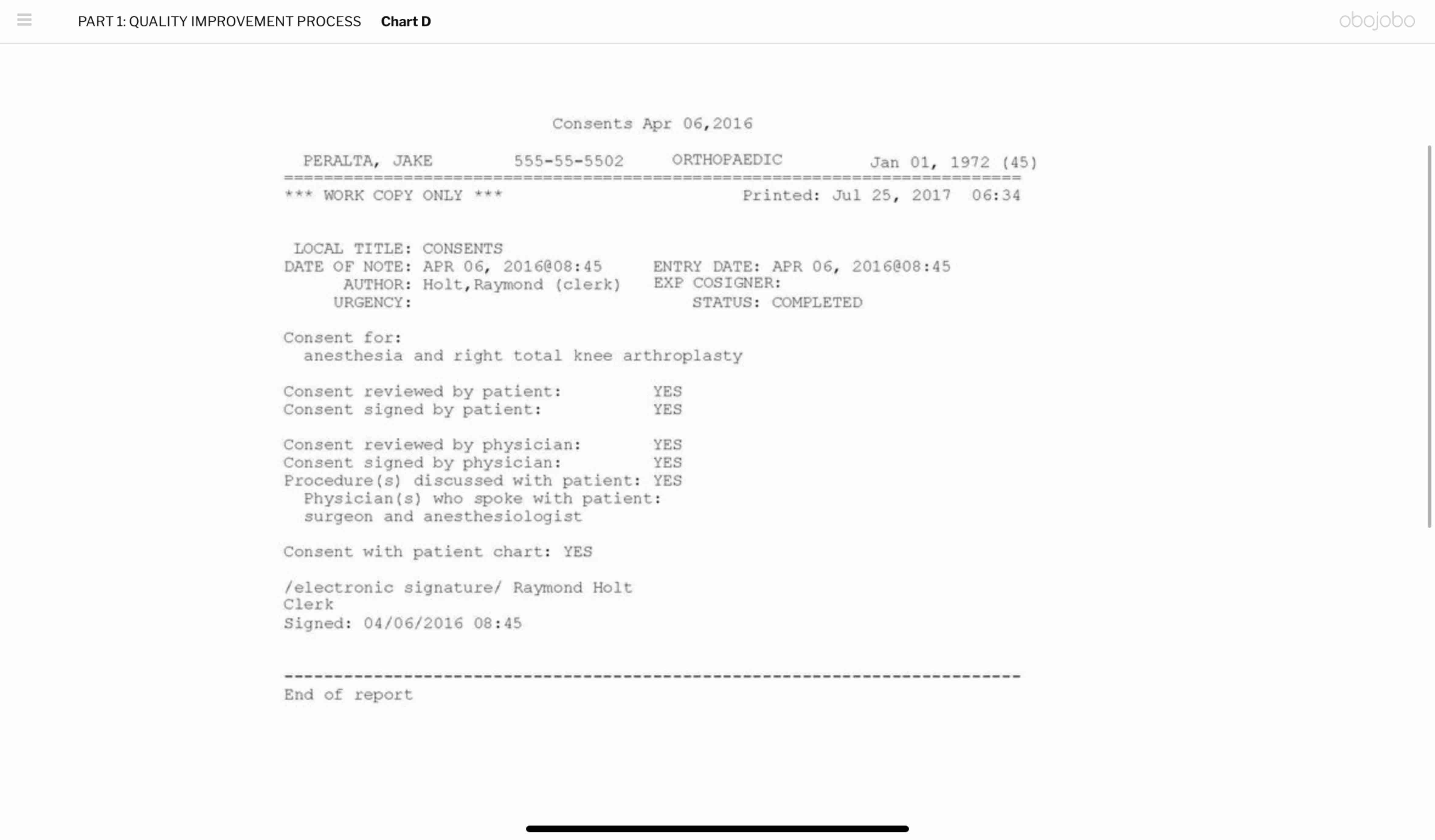 Solved Does consent meet all criteria chart D The consent is | Chegg.com