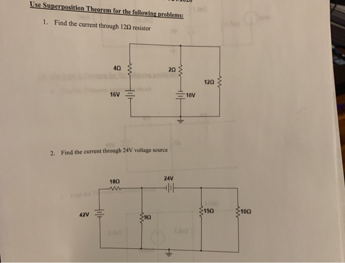 Solved Use Superposition Theorem for the following problems: | Chegg.com