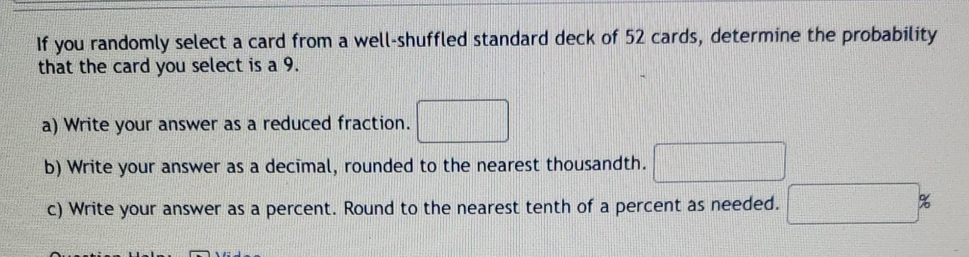 Solved If you randomly select a card from a well-shuffled | Chegg.com