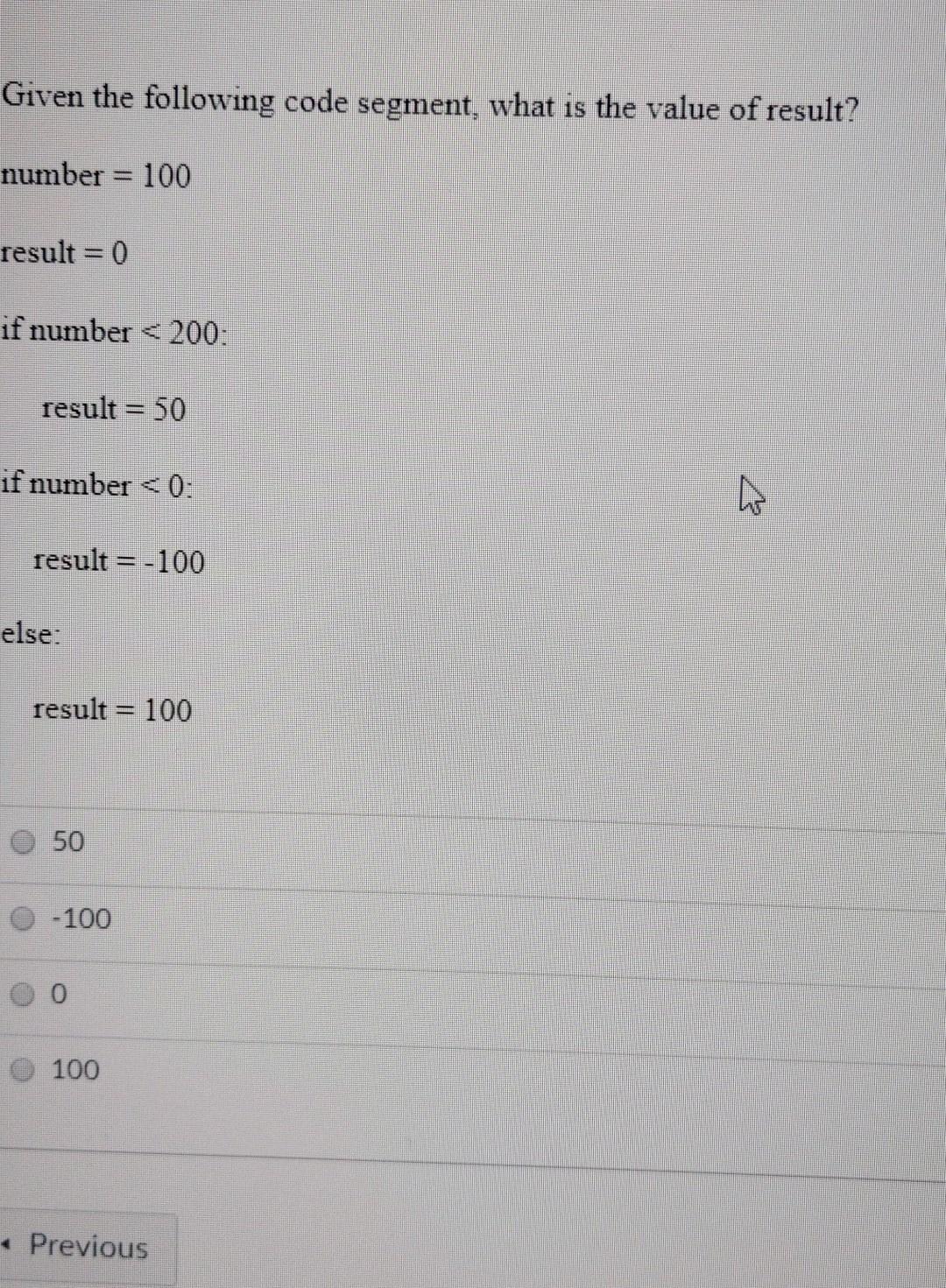 Solved Given the following code segment, what is the value | Chegg.com