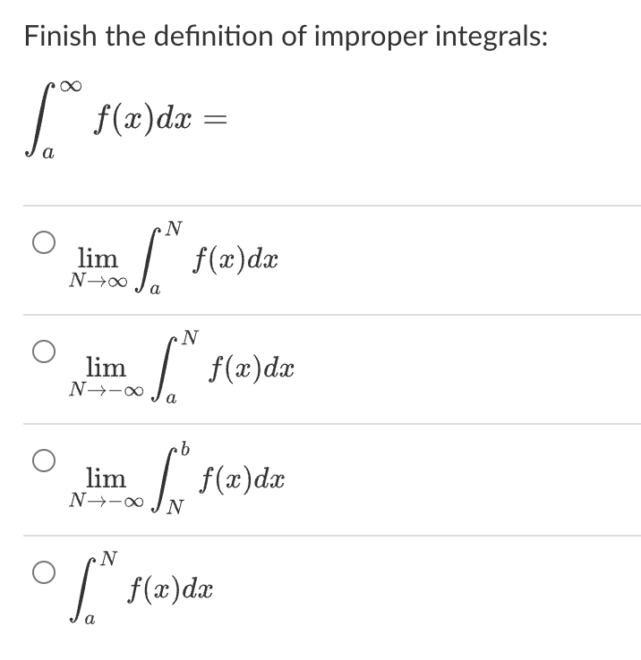 Solved Finish the definition of improper | Chegg.com