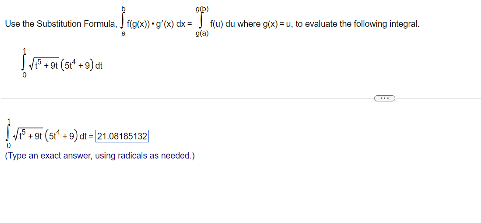 Solved Use the Substitution Formula, | Chegg.com