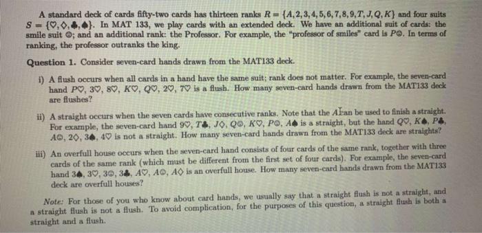 Solved A standard deck of cards fifty-two cards has thirteen | Chegg.com