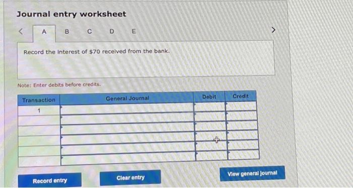 Solved Journal entry worksheet Record the service charges of | Chegg.com