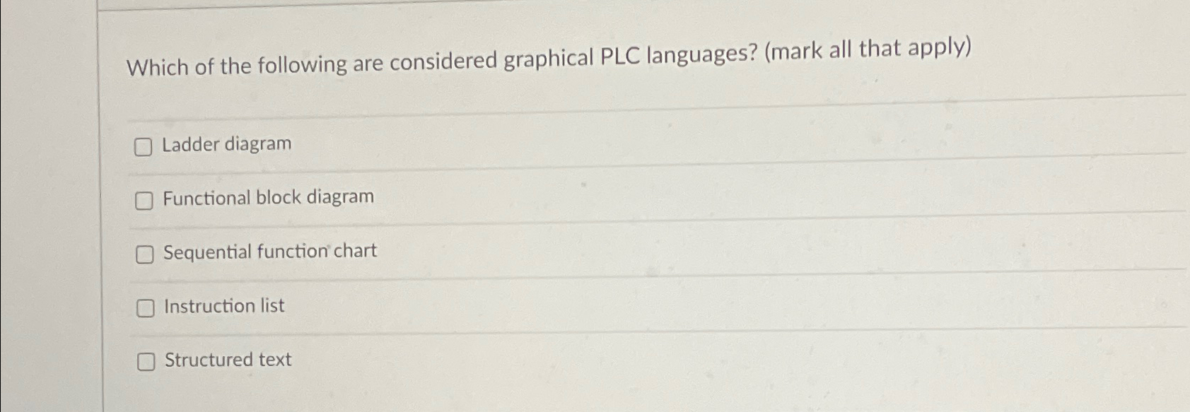 Solved Which of the following are considered graphical PLC | Chegg.com