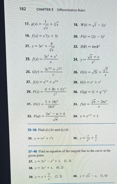 Solved 182 CHAPTER 3 Differentiation Rules (x) = √ √ √ + √x | Chegg.com