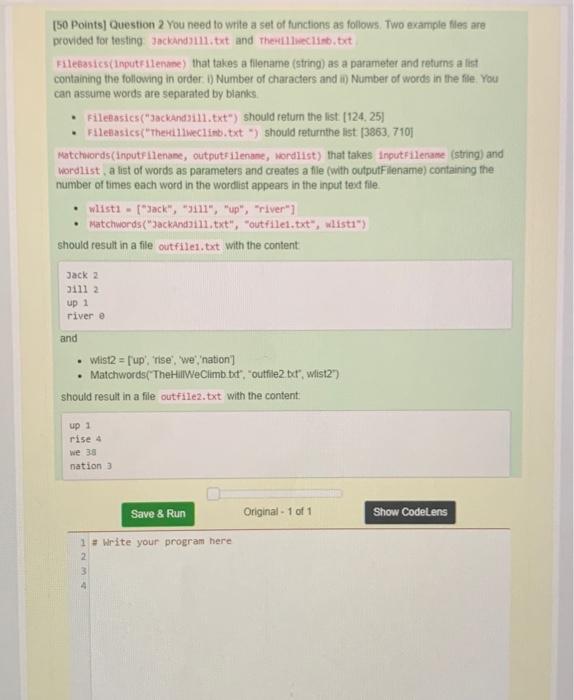 Solved 150 Points) Question 2 You need to write a set of | Chegg.com