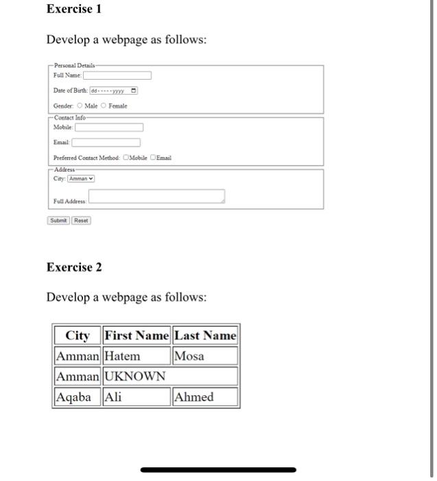 Solved Develop a webpage as follows: Persenal Details Full | Chegg.com