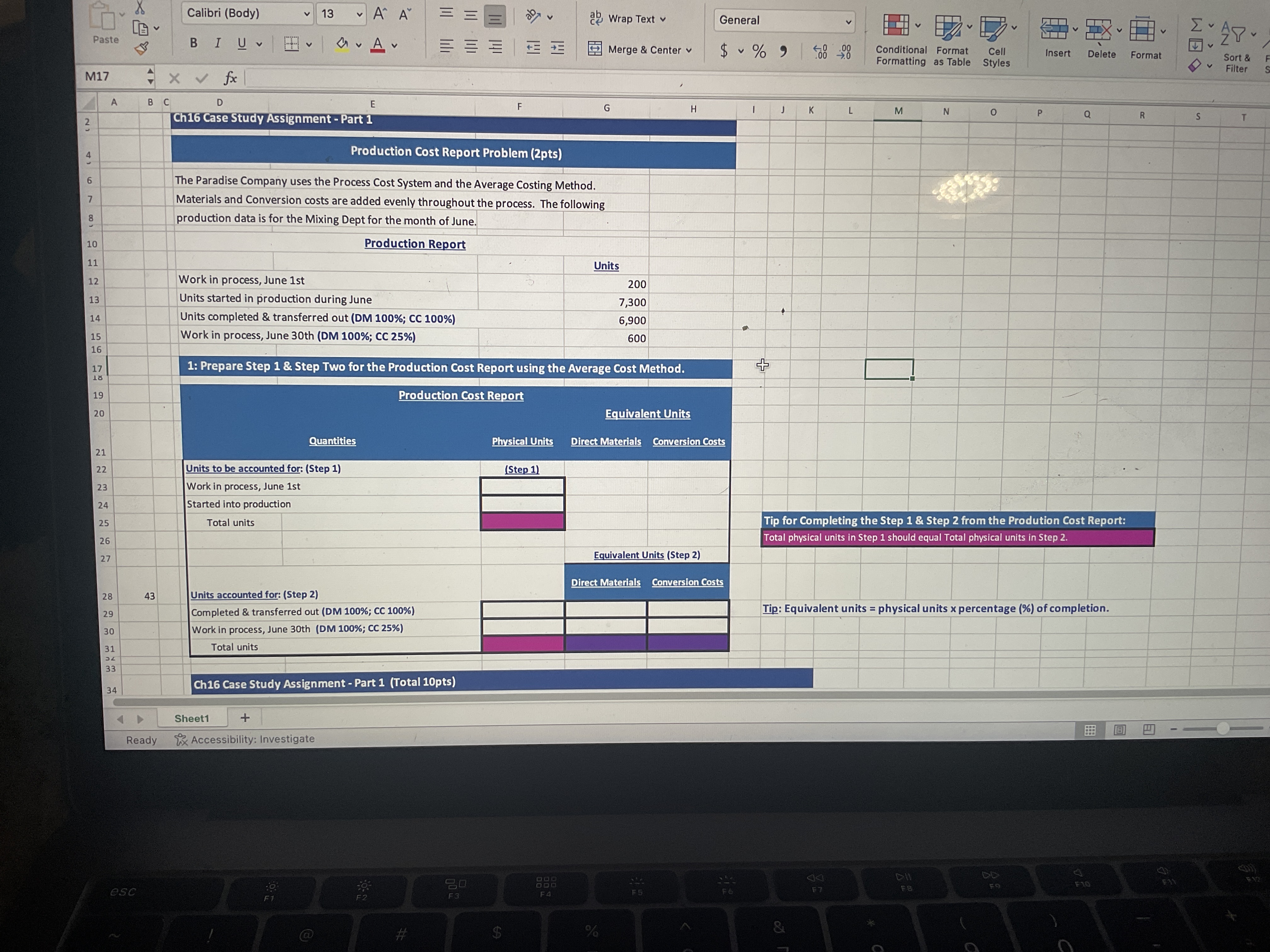 Solved Production Cost Report Problem (2pts) ﻿The Paradise | Chegg.com