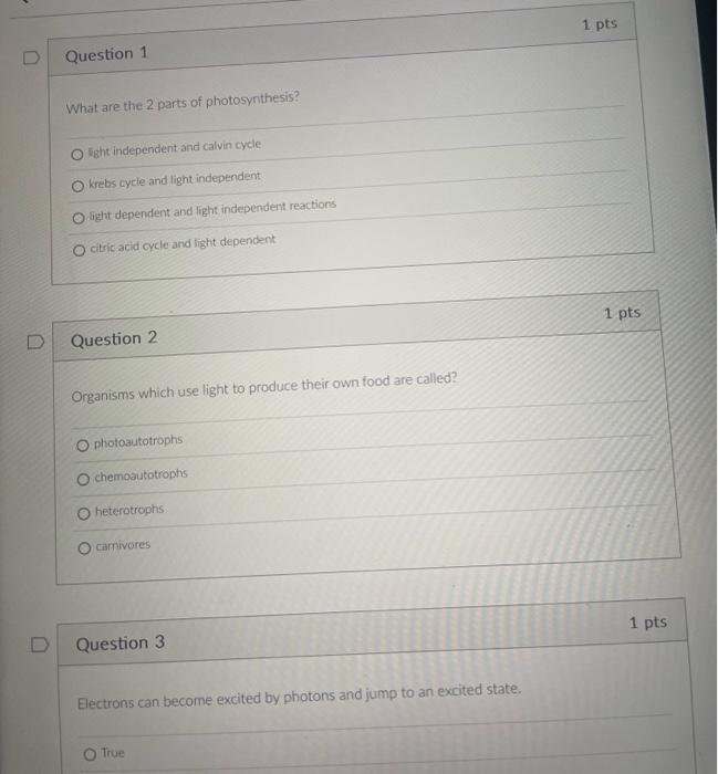 Solved Question 1 What are the 2 parts of photosynthesis? | Chegg.com